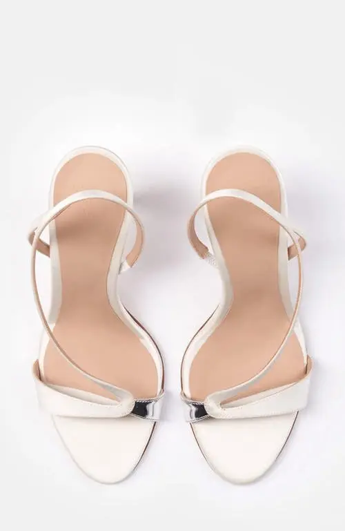 SCAROSSO Paula Stiletto Heel Sandals - White - Silk