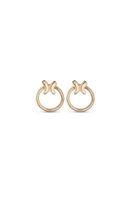 UNODE50 Butterfly Swing Hoop Earrings In Sterling Silver - Gold