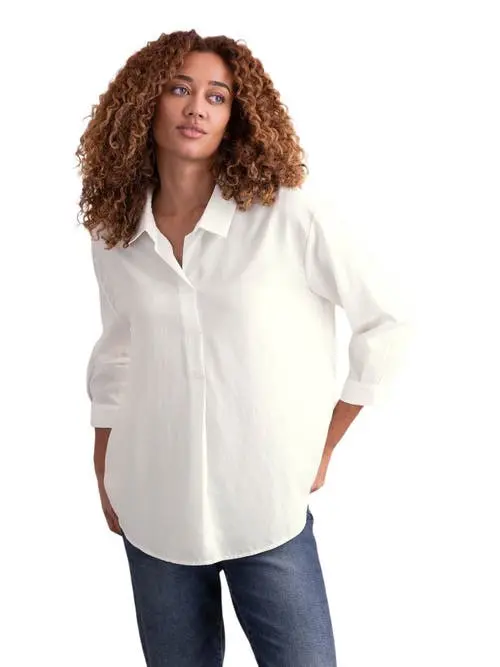 CELTIC & CO. Linen Blend Relaxed Blouse - Chalk
