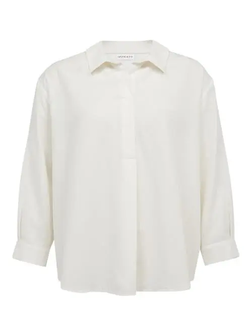 CELTIC & CO. Linen Blend Relaxed Blouse - Chalk