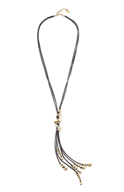 UNODE50 18k-plated Leather Cord Necklace - Gold