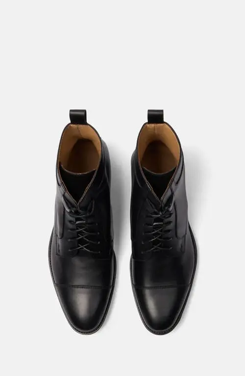 SCAROSSO Dante Lace-up Boots - Black Calf