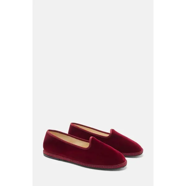 SCAROSSO Velvet Slippers - Burgundy - Velvet