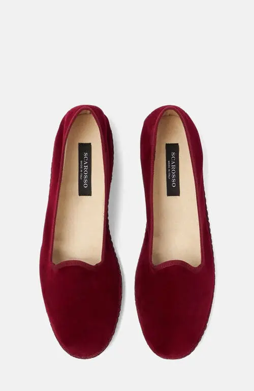 SCAROSSO Velvet Slippers - Burgundy - Velvet