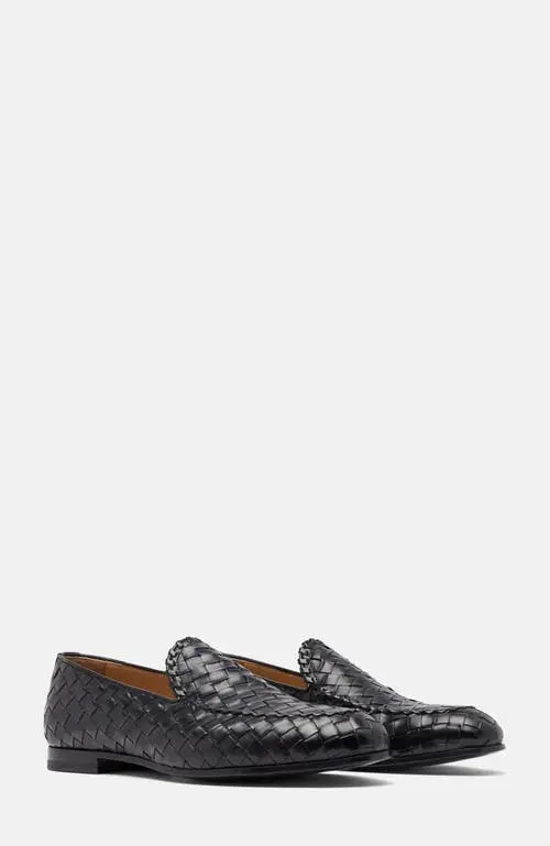SCAROSSO Vittorio Woven Loafers - Black - Calf