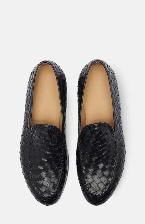 SCAROSSO Vittorio Woven Loafers - Black - Calf