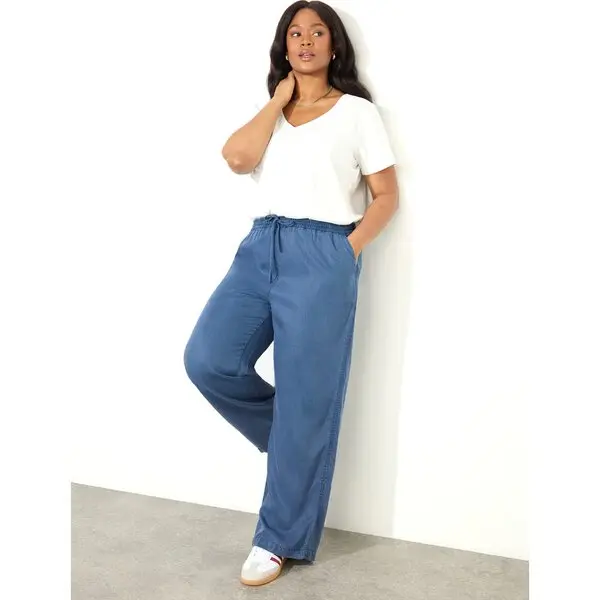 LIVE UNLIMITED Wide Leg Drawstring Pants - Blue
