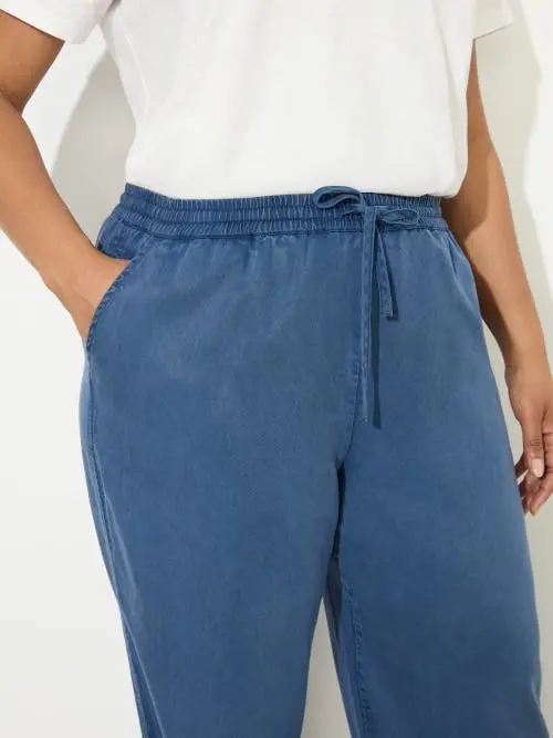 LIVE UNLIMITED Wide Leg Drawstring Pants - Blue