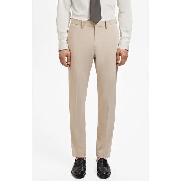 Mango Super Slim Fit Stretch Suit Pants - Beige
