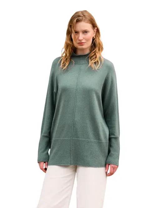 CELTIC & CO. Drape Funnel Neck Sweater - Dark Skylight