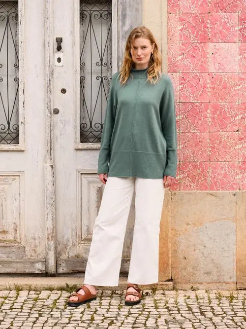 CELTIC & CO. Drape Funnel Neck Sweater - Dark Skylight
