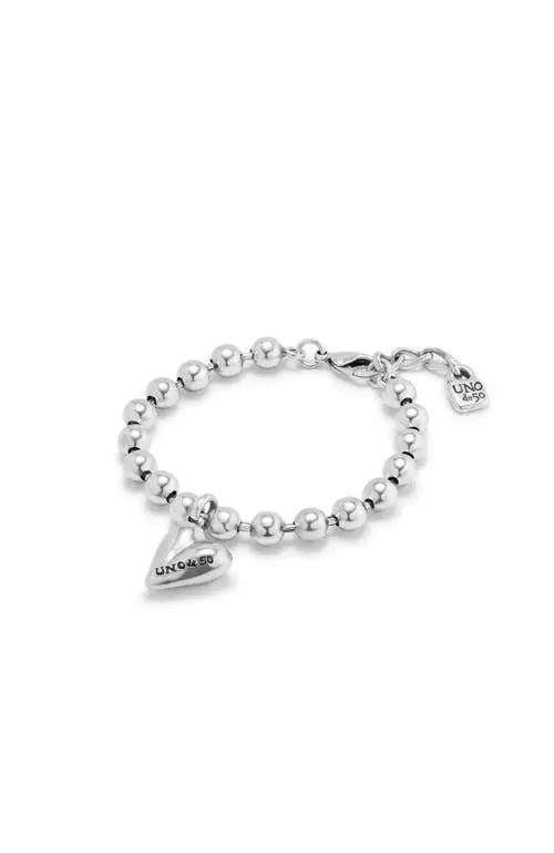 UNODE50 Sterling -plated Beaded Bracelet With Heart Charm