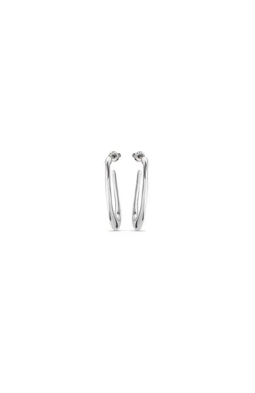 UNODE50 Sterling -plated Oval Hoop Earrings - Silver