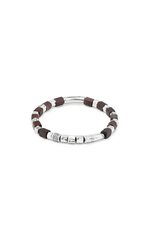 UNODE50 Plated And Wood Bead Bracelet - Silver