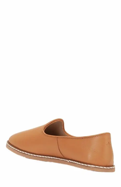 FOREVER & ALWAYS SHOES Dalya Leather Slip-on Flats - Cognac Brown Leather