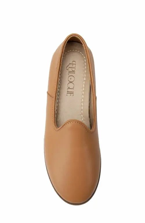 FOREVER & ALWAYS SHOES Dalya Leather Slip-on Flats - Cognac Brown Leather