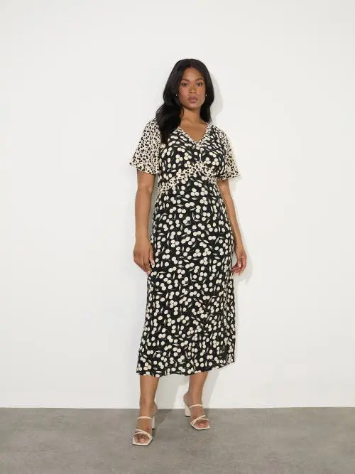 LIVE UNLIMITED Printed V-neck Midaxi Dress