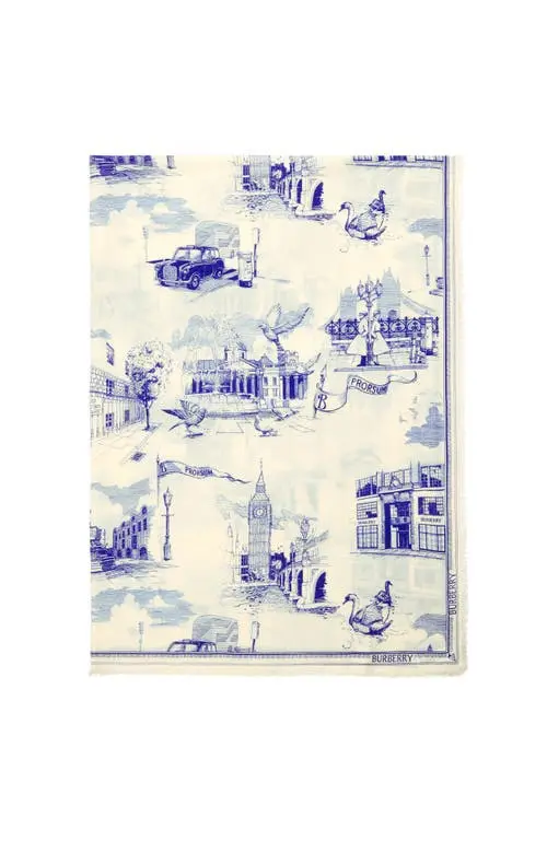 Burberry London Landmarks Wool Silk Scarf - Knight