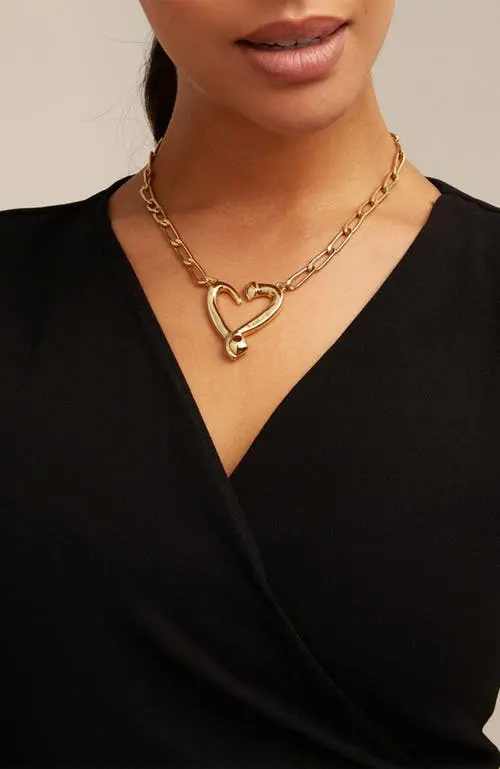 UNODE50 Twist Of Love Heart Pendant Necklace - Gold