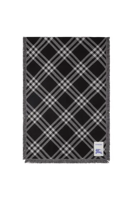 Burberry Wide Check Wool Silk Scarf - Black/calico