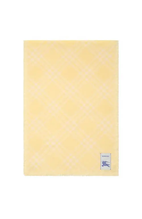 Burberry Wide Check Wool Silk Scarf - Custard Beige