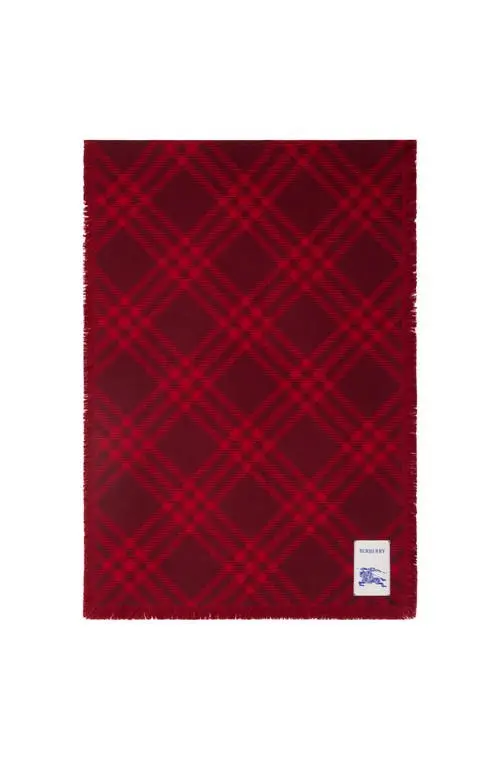 Burberry Wide Check Wool Silk Scarf - Oxblood/pillar