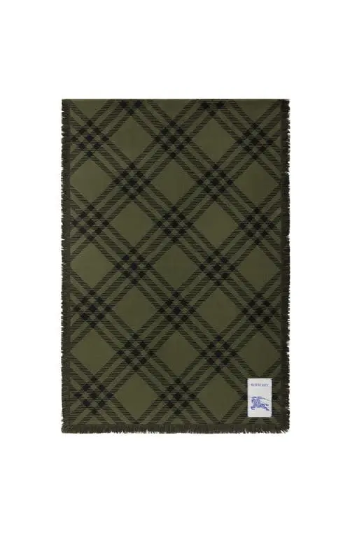 Burberry Wide Check Wool Silk Scarf - Shrub/black
