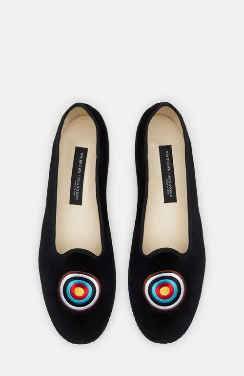 SCAROSSO William Iv' Velvet Embroidered Slippers - Black - Velvet