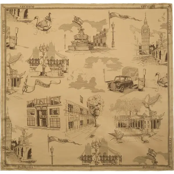 Burberry London Landmarks Silk Scarf - Sand