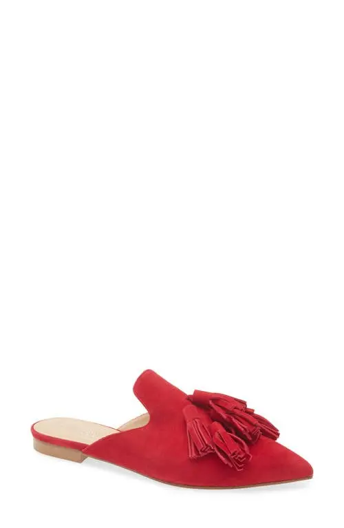 BELLS & BECKS Mirella Pointy Toe Tassel Mule - Red