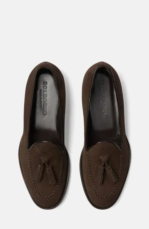SCAROSSO Sienna Tassel Loafers - Brown - Suede