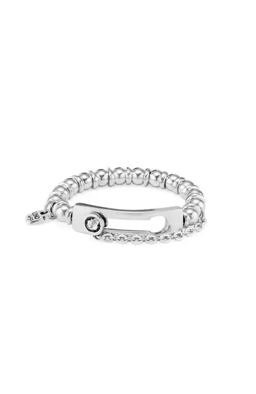 UNODE50 Sterling-plated Beaded Bracelet With Crystal - Silver