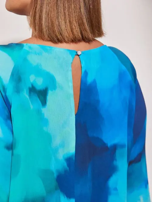 LIVE UNLIMITED Printed Frill Blouse - Blue