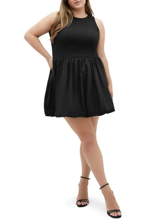 City Chic Darcey Mixed Media Bubble Minidress