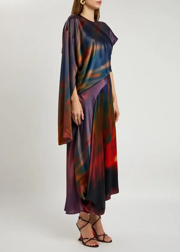 ROKSANDA Alia Draped Silk-satin Midi Dress