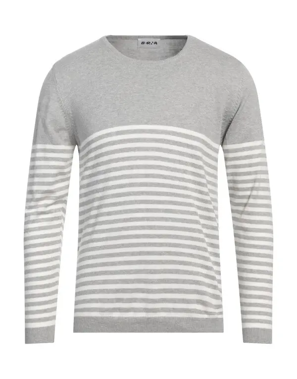 BERNA Light Cotton Striped Sweater - Grey