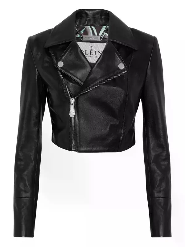 Philipp Plein Flame Racing Leather Biker Jacket