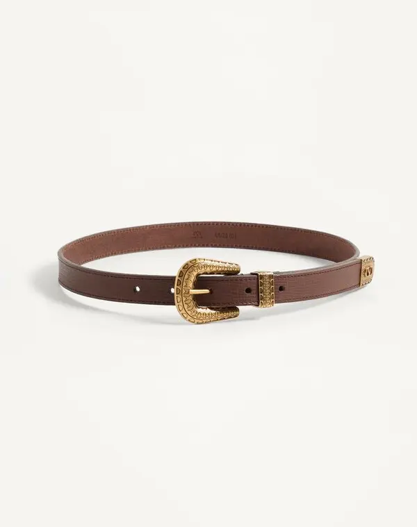 Valentino Garavani Vlogo Signature Calfskin Belt - Chocolate
