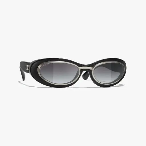 Chanel Oval Sunglasses - Black