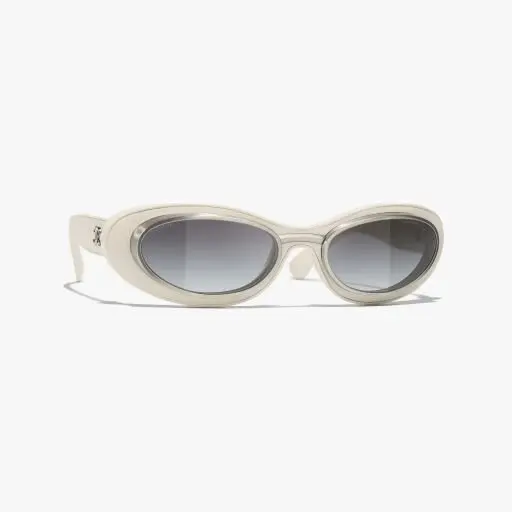 Chanel Oval Sunglasses - White