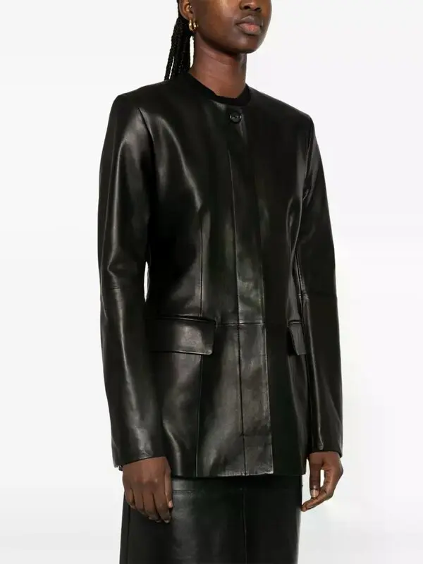 TOTEME Collarless Leather Jacket