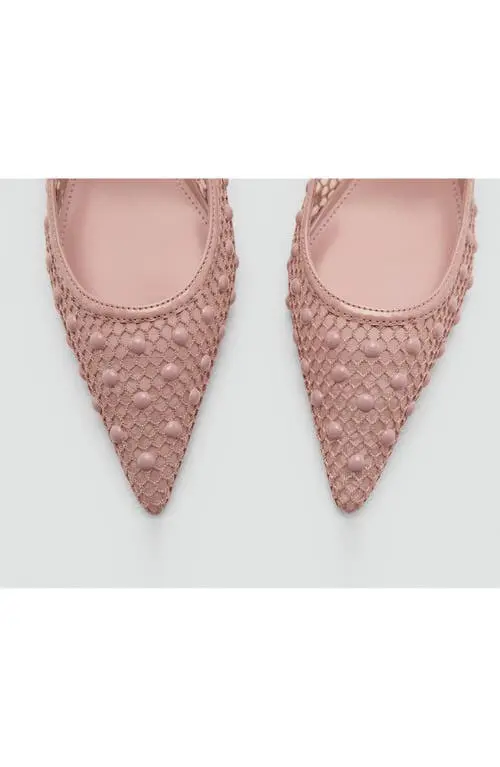 Mango Slingback Pointed Toe Kitten Heel Pumps