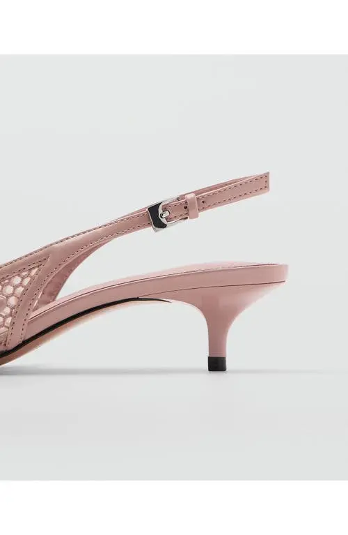 Mango Slingback Pointed Toe Kitten Heel Pumps