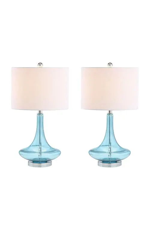 JONATHAN Y Cecile 25.5" Glass Teardrop Led Table Lamp - Aqua