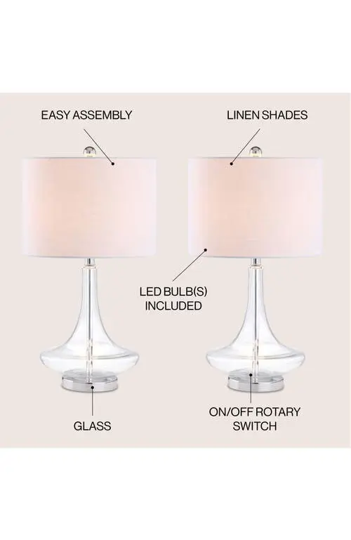 JONATHAN Y Cecile 25.5" Glass Teardrop Led Table Lamp - Clear