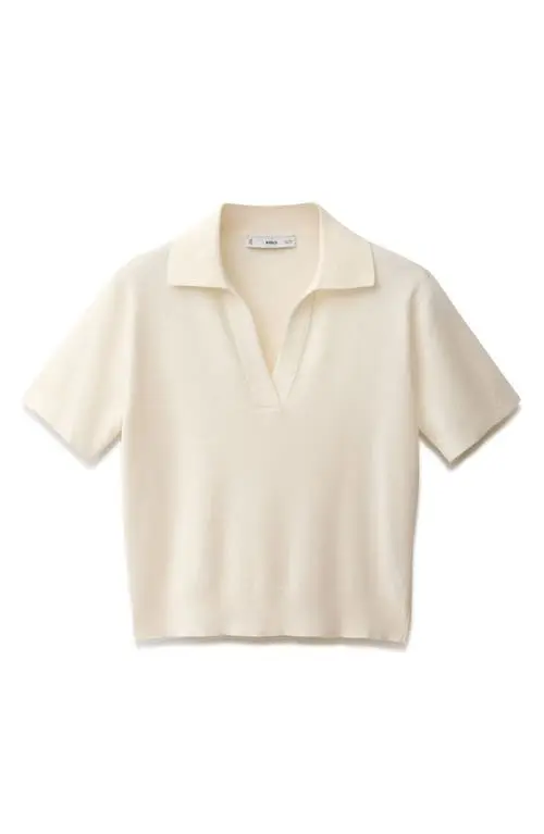 Mango Short Sleeve Cotton & Wool Polo Sweater