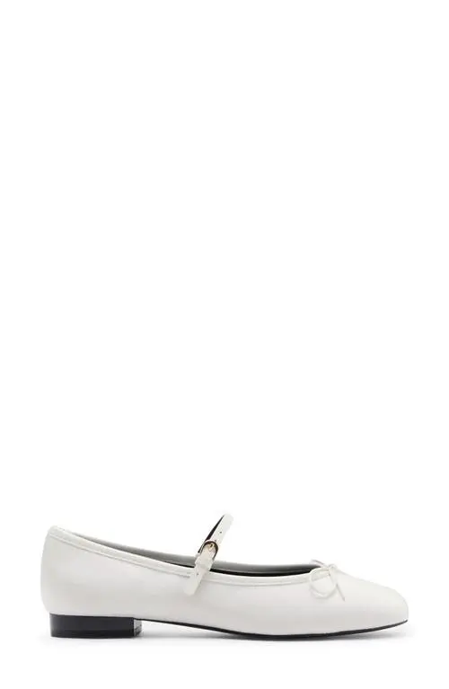 Mango Buckle Strap Corduroy Ballerina Flat - White