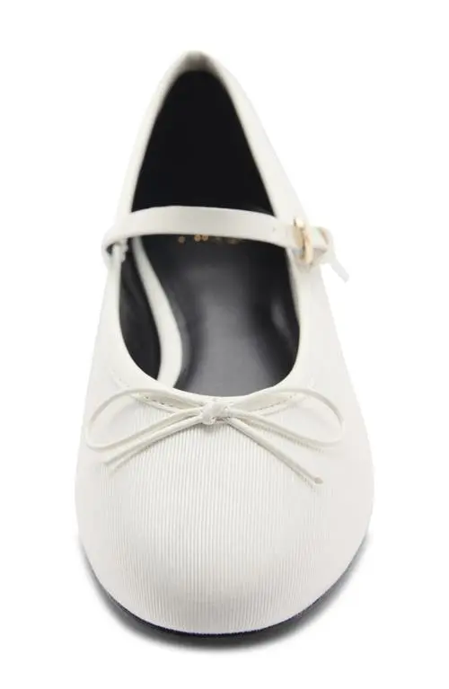Mango Buckle Strap Corduroy Ballerina Flat - White