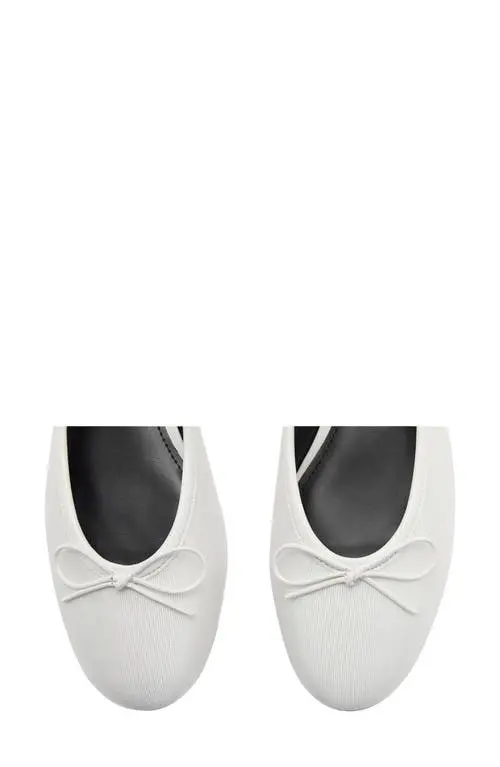Mango Buckle Strap Corduroy Ballerina Flat - White