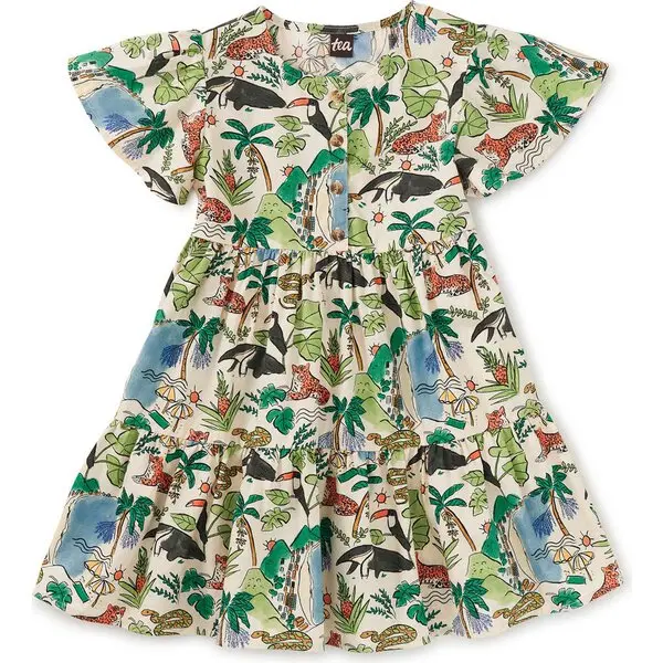 TEA COLLECTION Tiered Woven Dress - Rio Animal Scenic